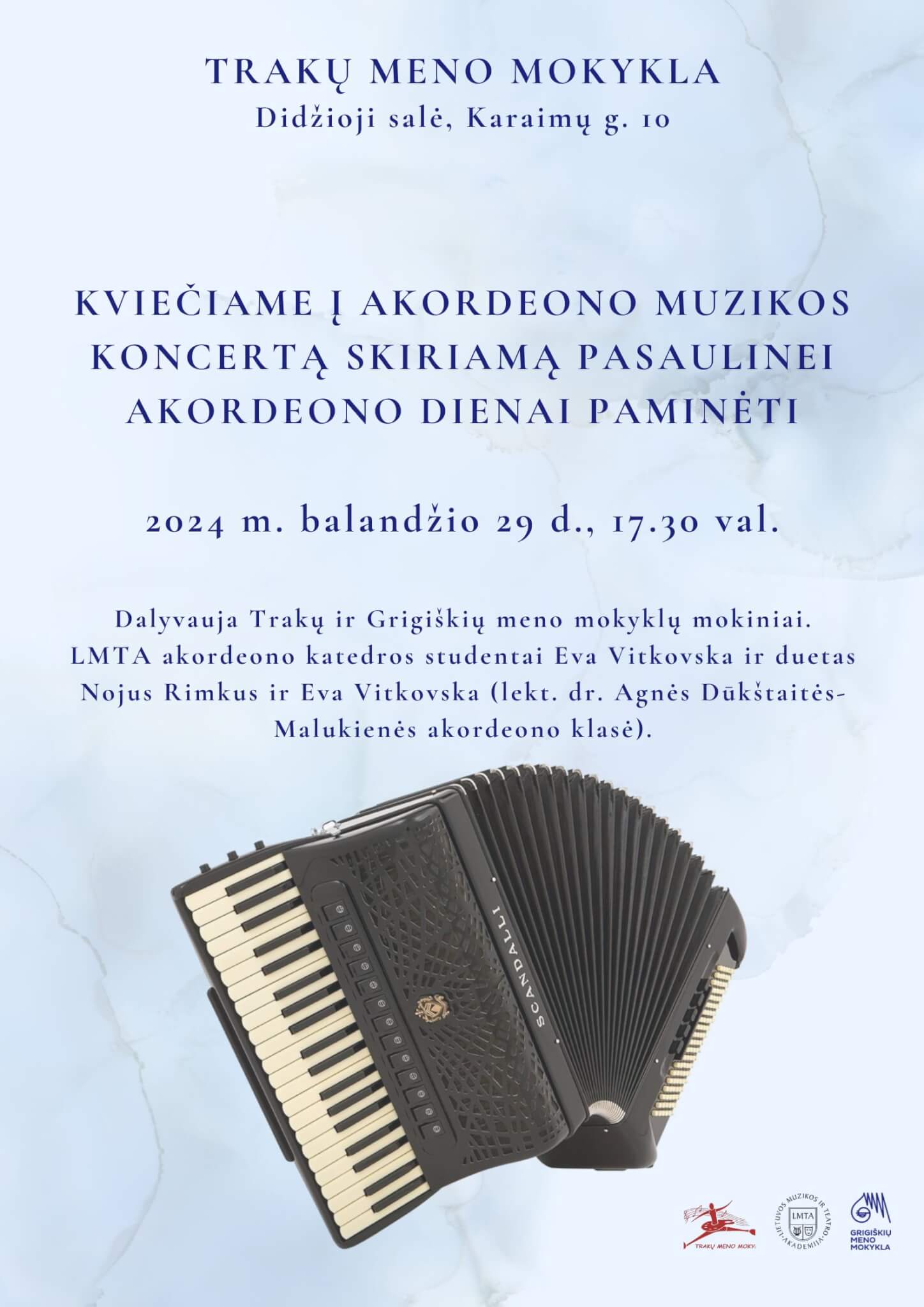 Kviečiame į akordeono muzikos koncertą! - Trakų meno mokykla